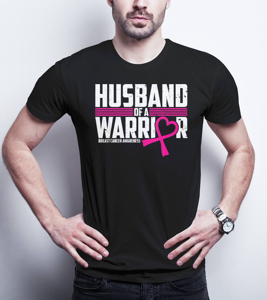 Husband Of A Warrior Breast Cancer Awareness T-Shirt