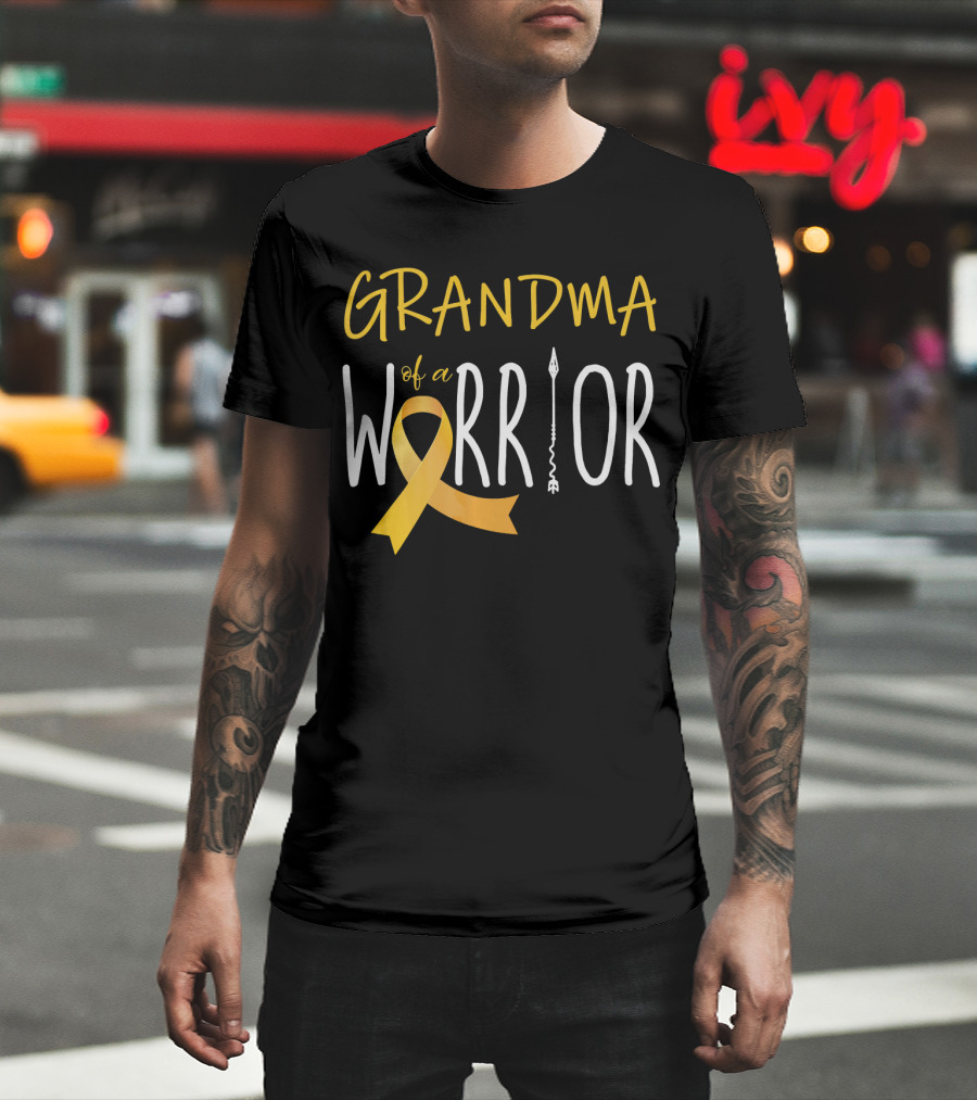 Grandma Of A Warrior Childhood Cancer Awareness T-Shirt