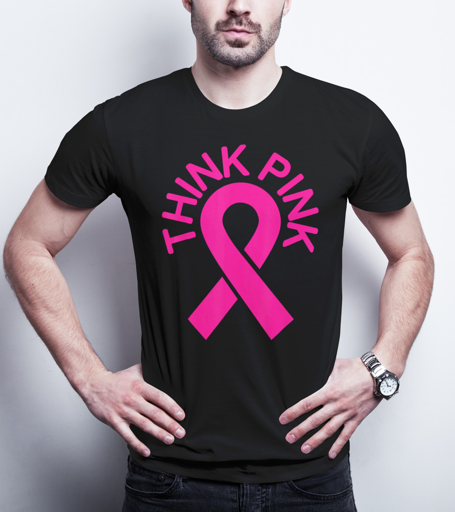 Pink Ribbon Think Pink Breast Cancer Fighters Survi T-Shirt