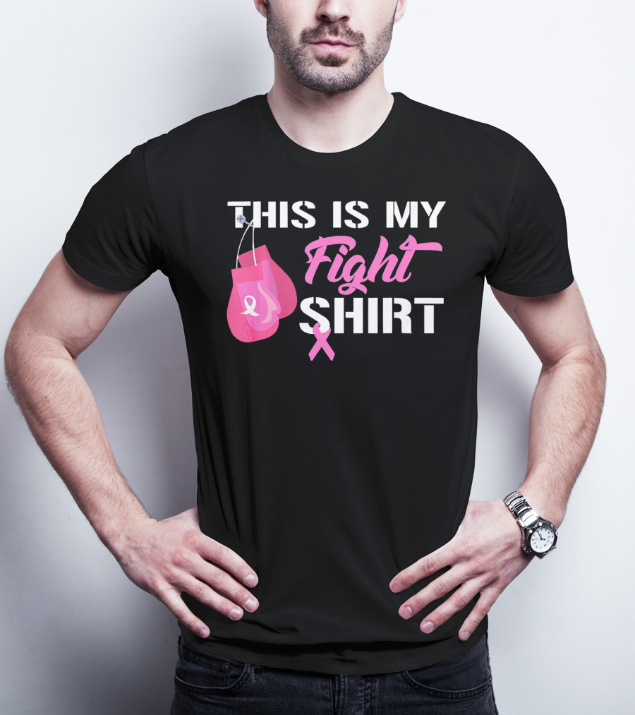 THIS IS MY FIGHT SHIRT Breast Cancer Awareness Pink Ribbon Boxing Gloves T-Shirt