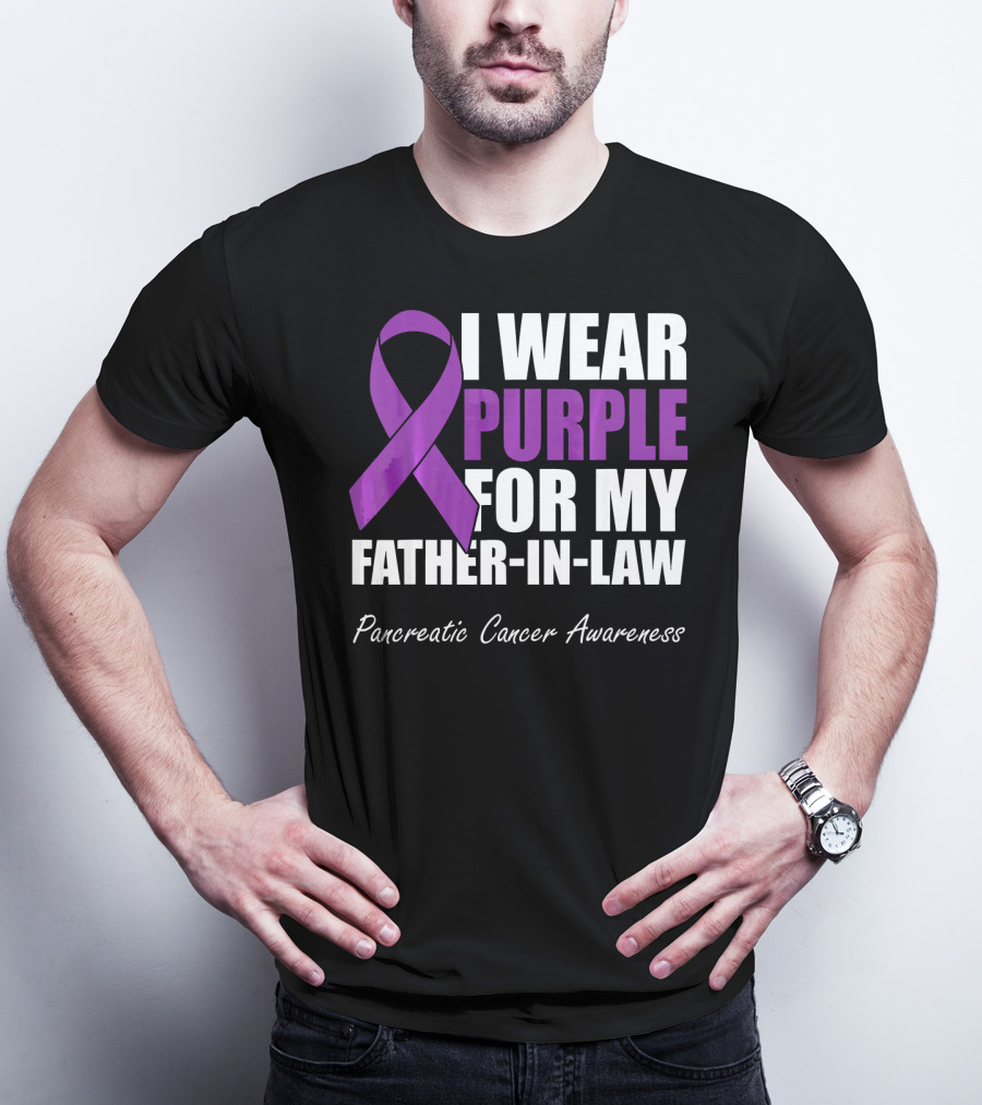I Wear Purple For My Father-in-Law Pancreatic Cancer Awareness T-Shirt