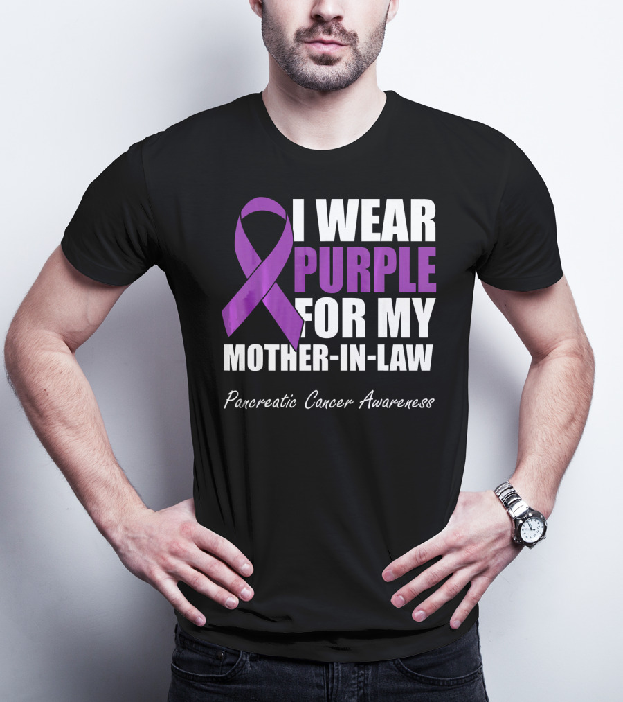 I Wear Purple For My Mother-In-Law Pancreatic Cancer Awareness T-Shirt
