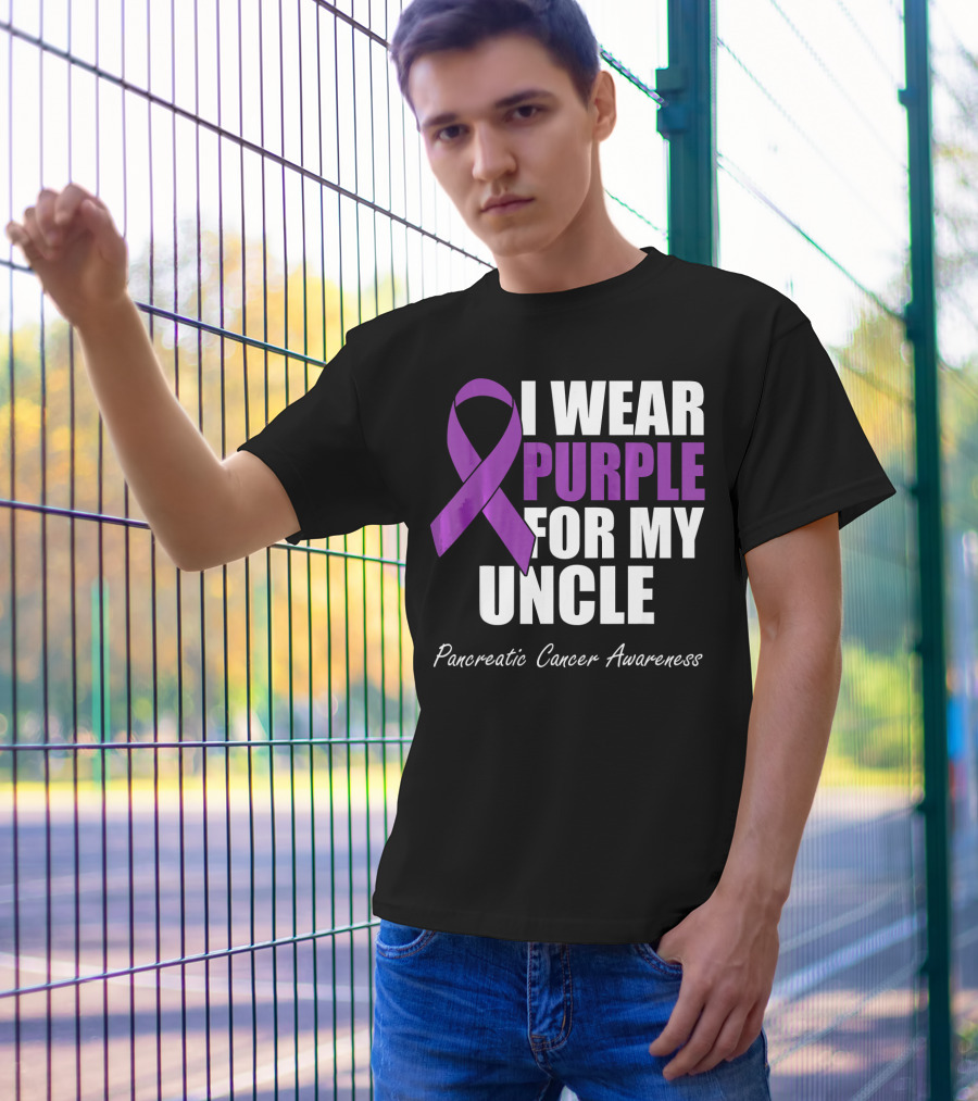 I Wear Purple For My Uncle Pancreatic Cancer Awareness T-Shirt