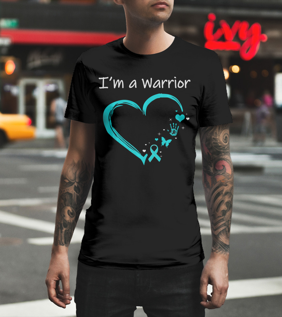 I'm A Warrior Ovarian Cancer Heart Awareness T-Shirt
