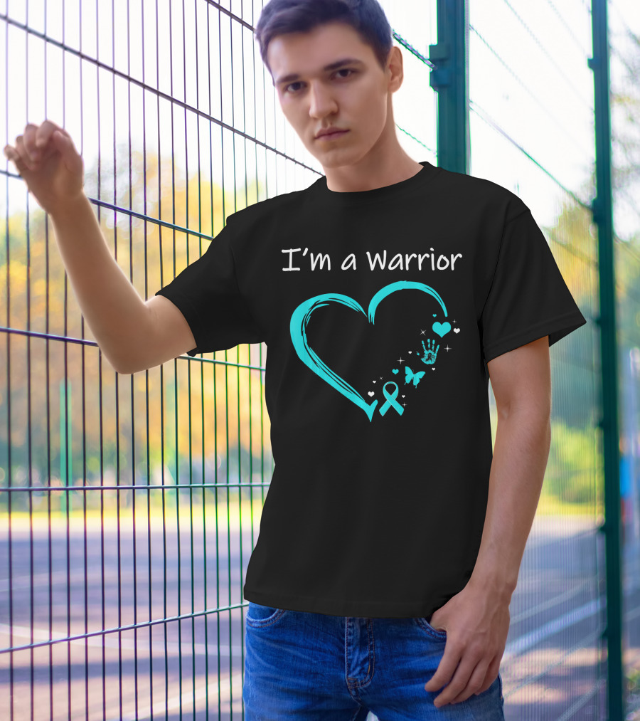 I'm A Warrior Ovarian Cancer Heart Awareness T-Shirt
