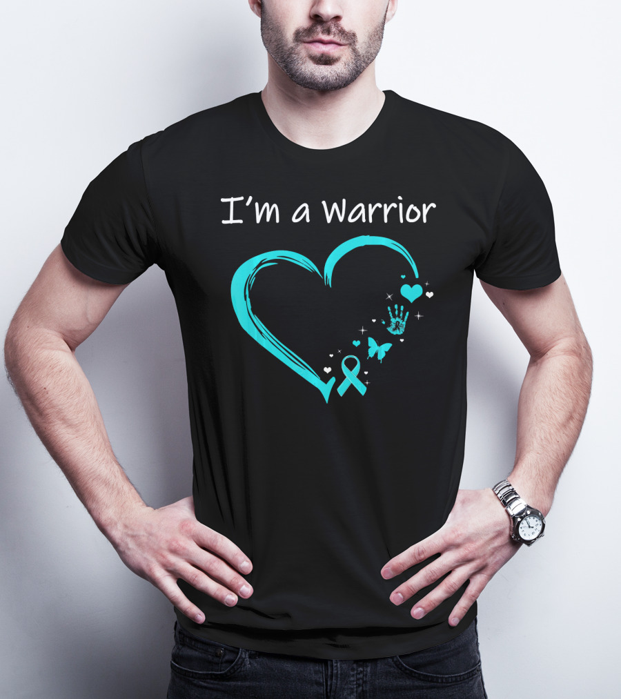 I'm A Warrior Ovarian Cancer Heart Awareness T-Shirt