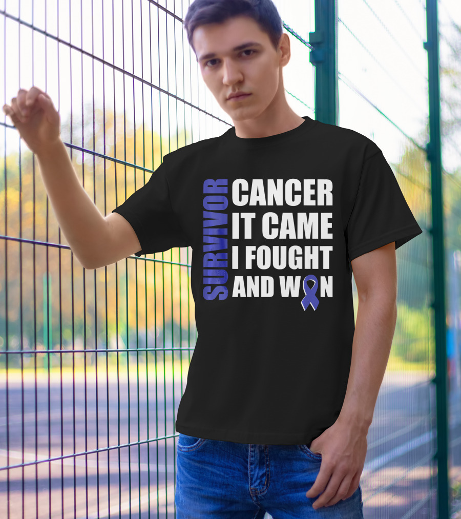 Survivor Cancer It Came I Fought And Won Blue T-Shirt