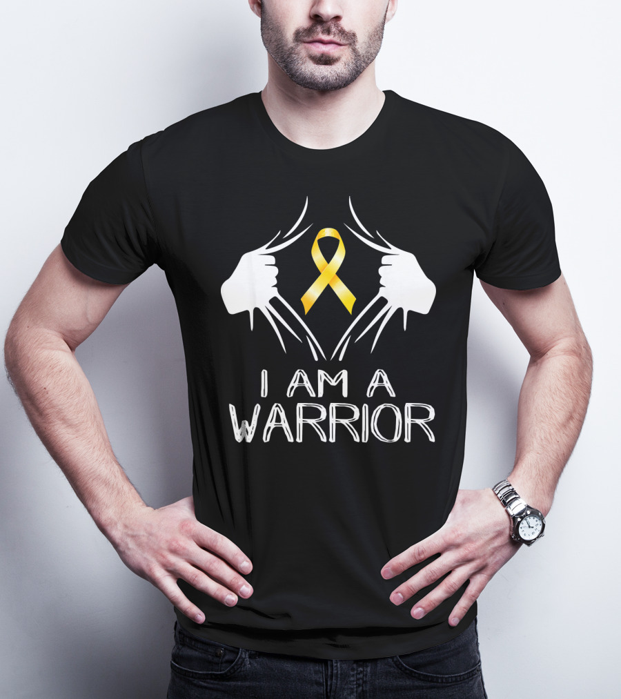 I Am A Warrior Childhood Cancer Awareness Yellow T-Shirt