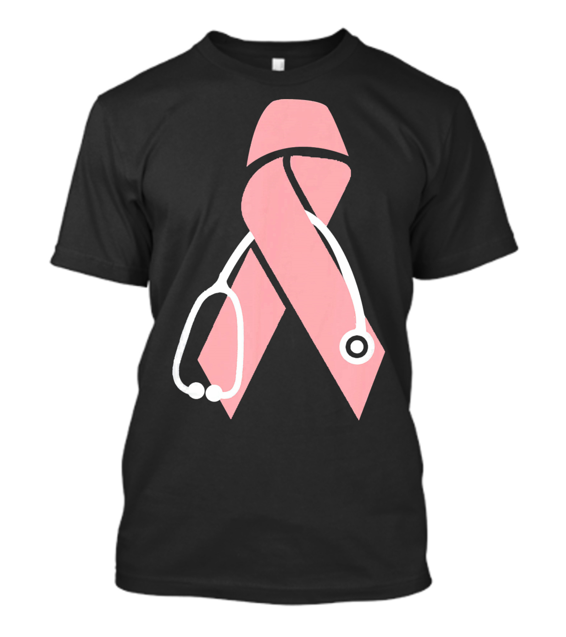 Nurse Doctor Family Friend Brea Pink Ribbon Stethoscope T-Shirt
