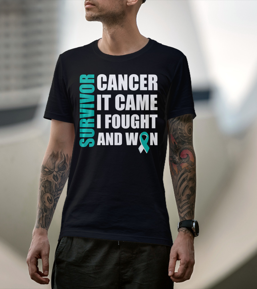 Survivor Cancer It Came I Fought And Won Cervical Cancer Awareness Fight Cancer T-Shirt