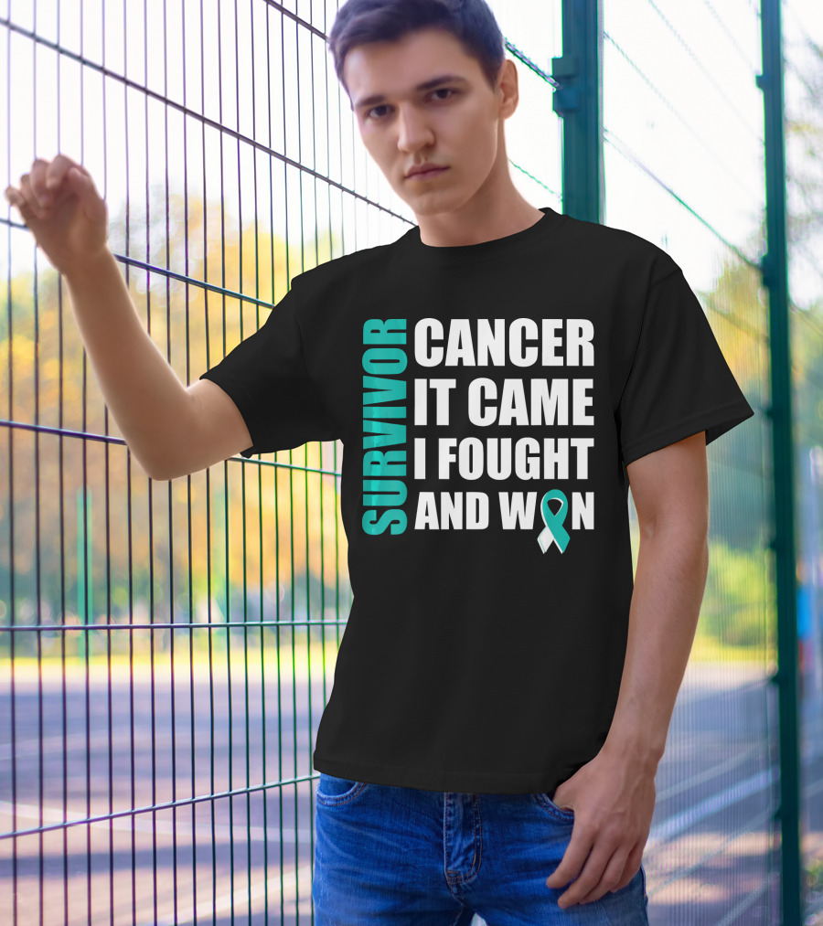 Survivor Cancer It Came I Fought And Won Cervical Cancer Awareness Fight Cancer T-Shirt