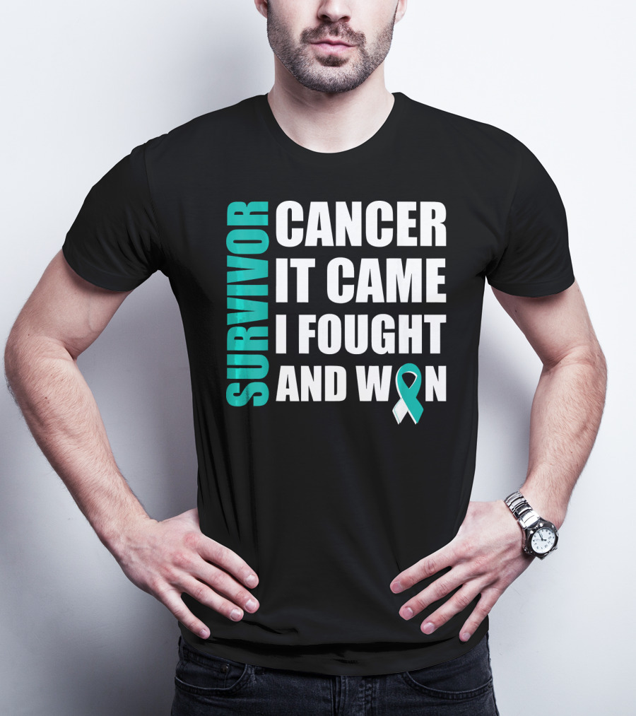 Survivor Cancer It Came I Fought And Won Cervical Cancer Awareness Fight Cancer T-Shirt