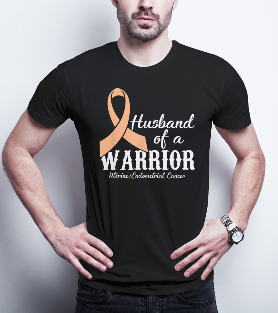 Husband Of A Warrior Uterine Endometrial Cancer T-Shirt