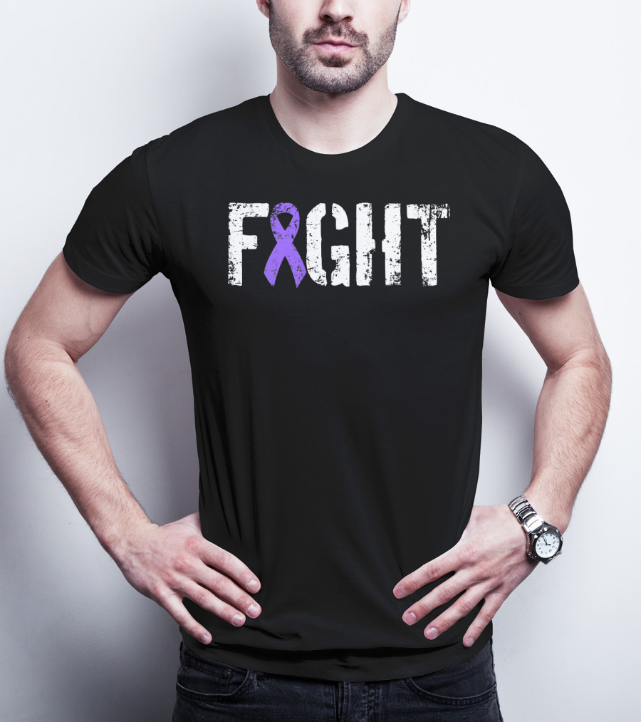 Fight Hodgkins Lymphoma Cancer Purple Ribbon Awareness T-Shirt