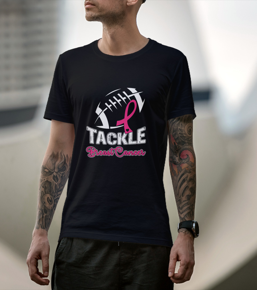 Tackle Breast Cancer Awareness Football T-Shirt