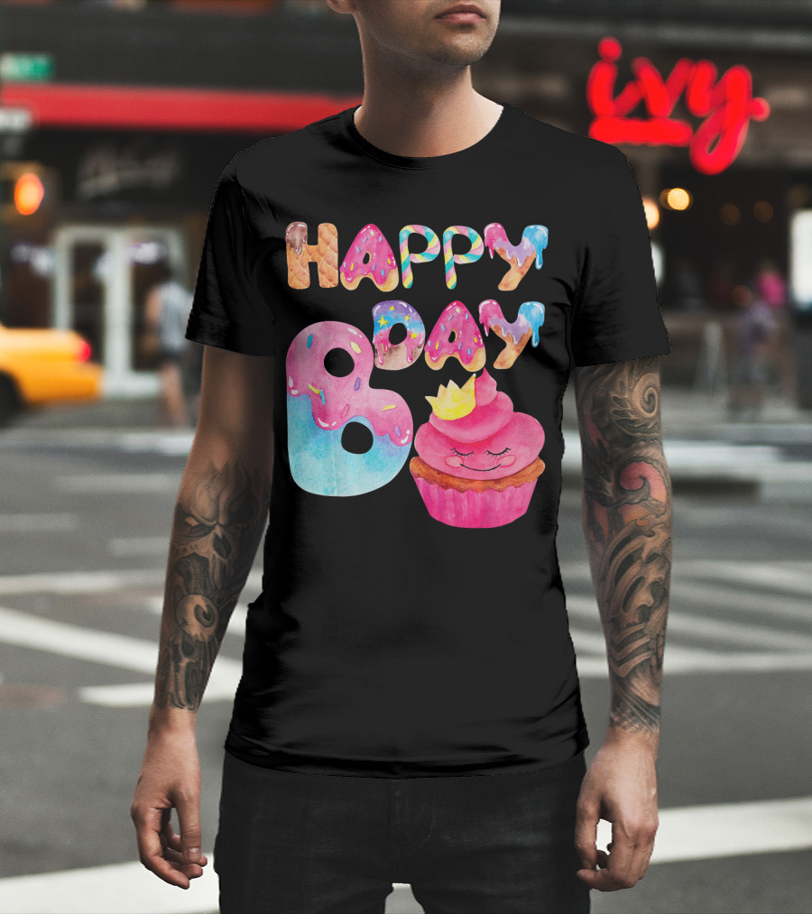 Happy Bday Cupcake Donut Themed Birthday T-Shirt