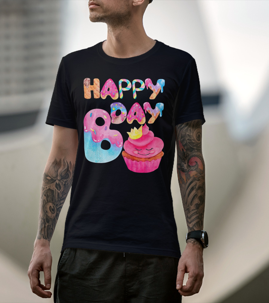 Happy Bday Cupcake Donut Themed Birthday T-Shirt