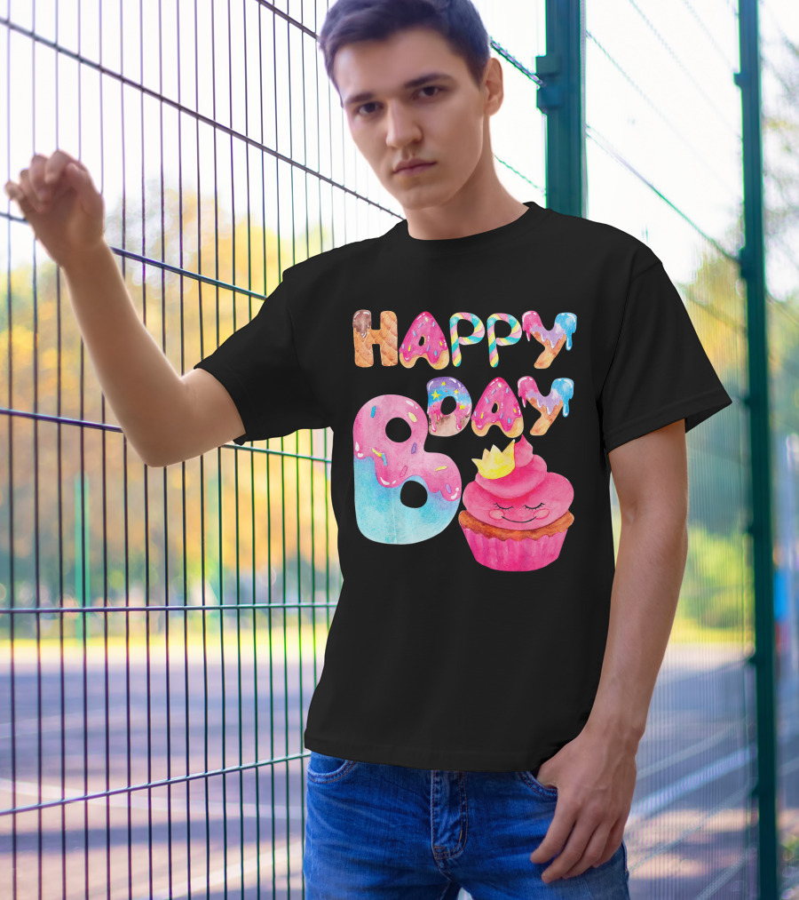 Happy Bday Cupcake Donut Themed Birthday T-Shirt