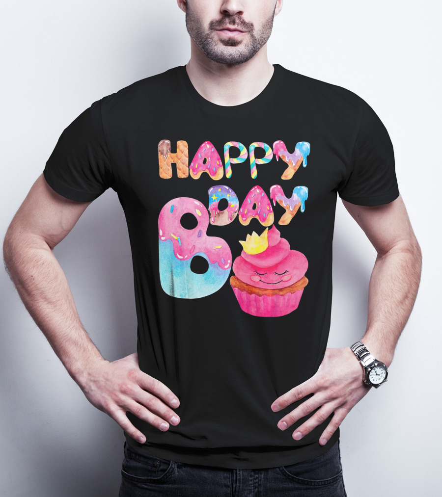 Happy Bday Cupcake Donut Themed Birthday T-Shirt