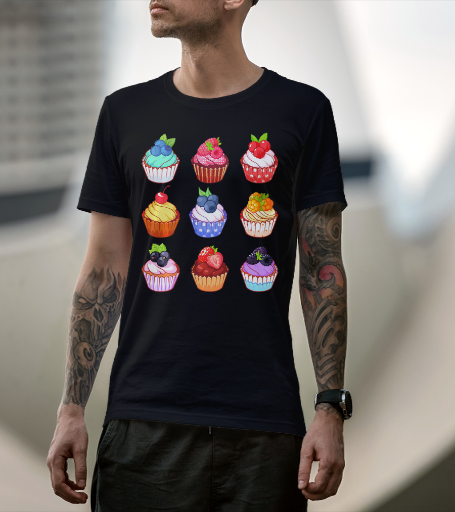 Yummy Cupcake Dessert Challenge Berry Toppings Collection T-Shirt