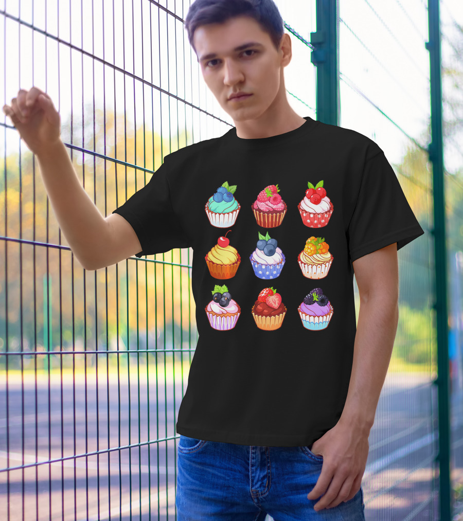 Yummy Cupcake Dessert Challenge Berry Toppings Collection T-Shirt