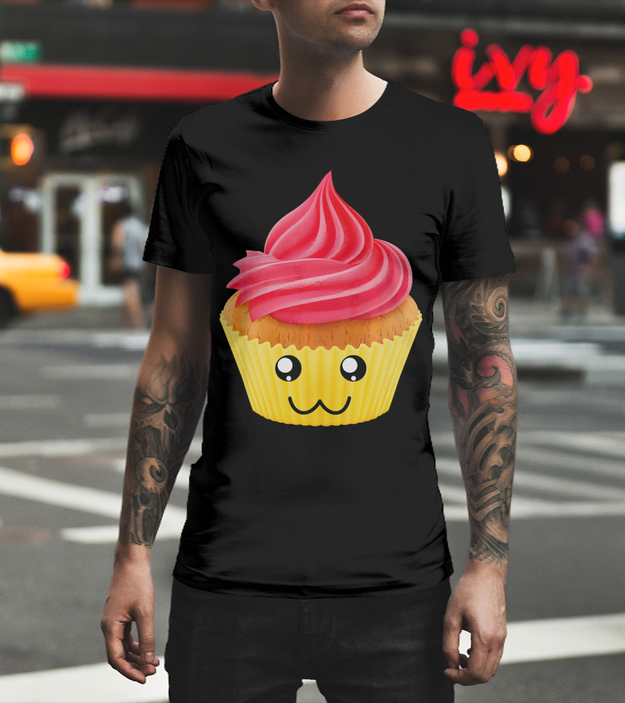 Kawaii Cupcake Lover Cute Muffin Face T-Shirt