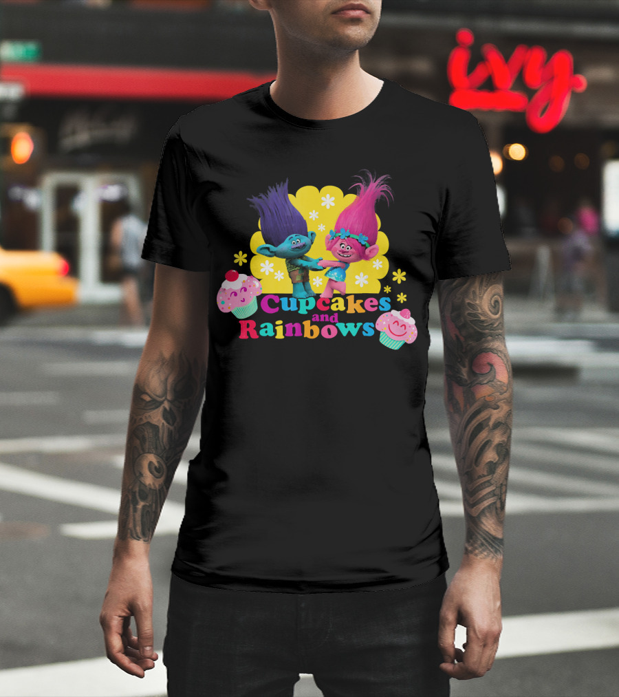 DreamWorks Trolls Cupcakes And Rainbows Branch And Poppy T-Shirt