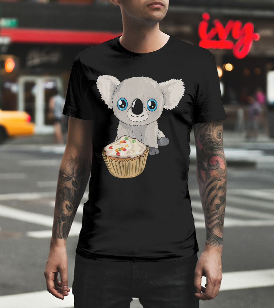Cute Baby Koala With Cupcake Birthday T-Shirt