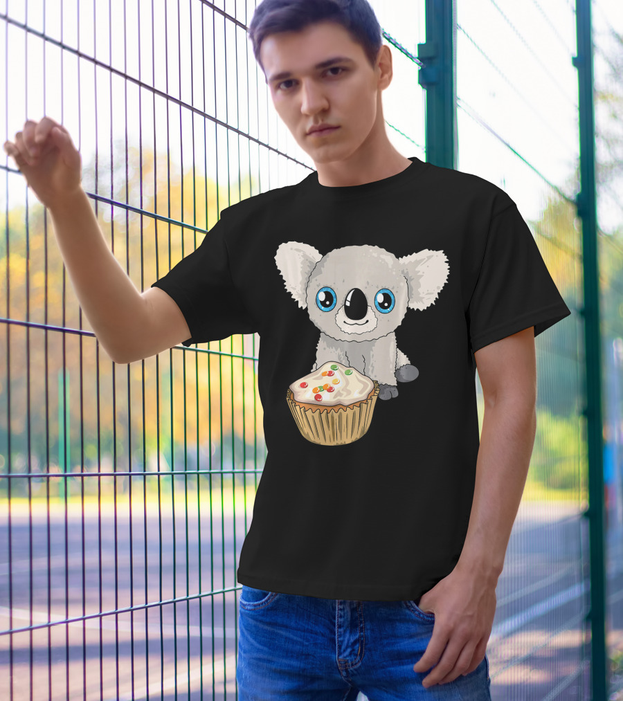Cute Baby Koala With Cupcake Birthday T-Shirt