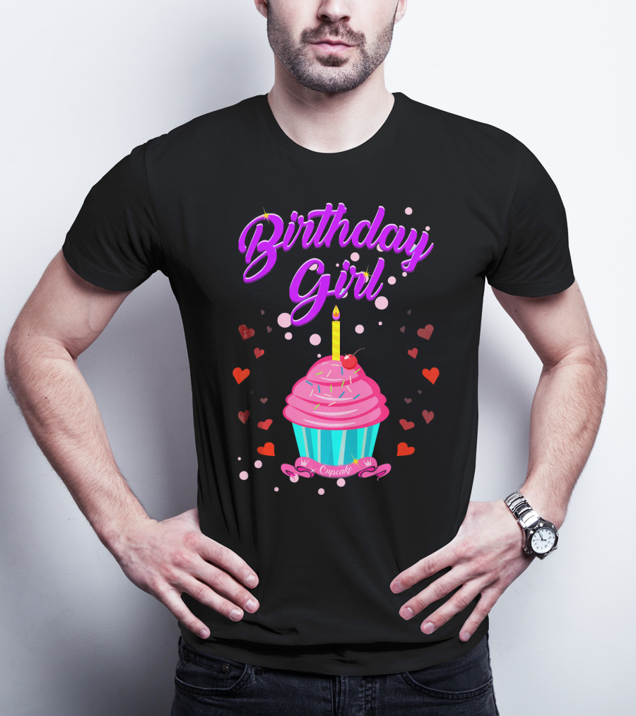 Birthday Girl Cupcake With Heart And Candle T-Shirt