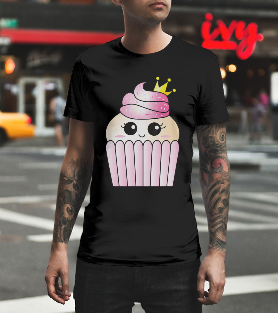 Sweet Pink Cupcake Muffin Queen Kawaii Crown T-Shirt