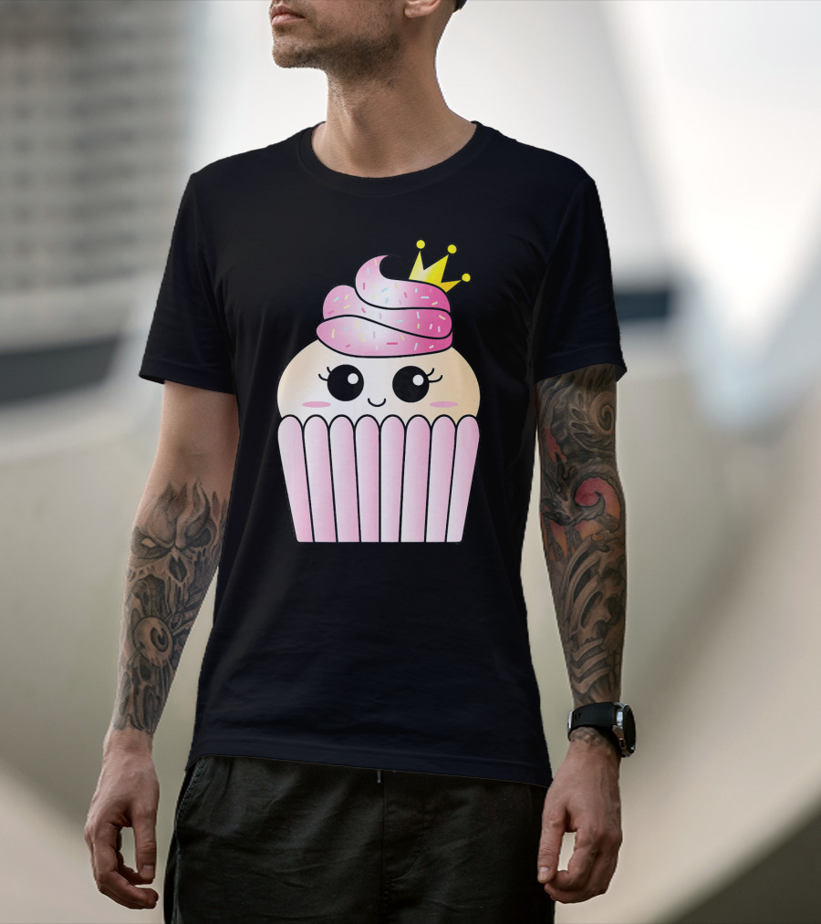 Sweet Pink Cupcake Muffin Queen Kawaii Crown T-Shirt
