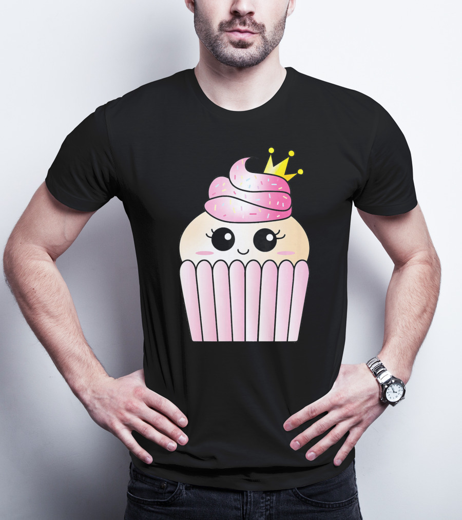 Sweet Pink Cupcake Muffin Queen Kawaii Crown T-Shirt