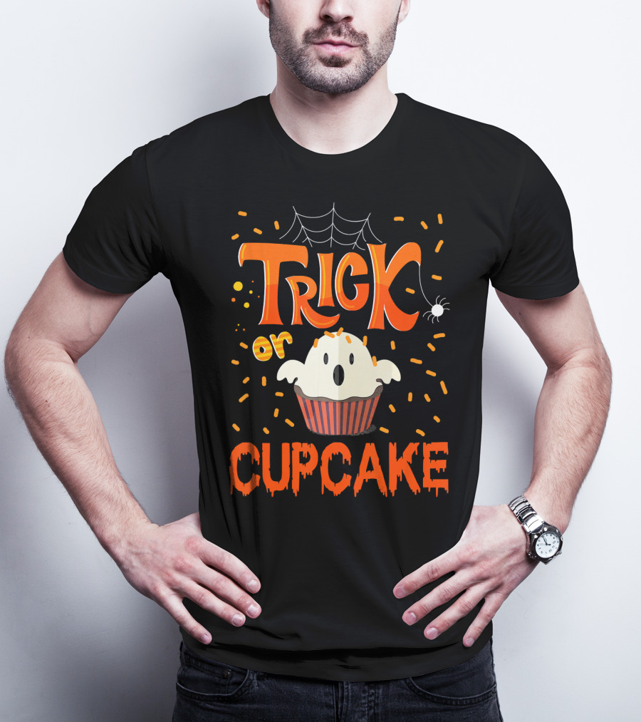 Trick Or Treat Spider Web Ghost Cupcake T-Shirt