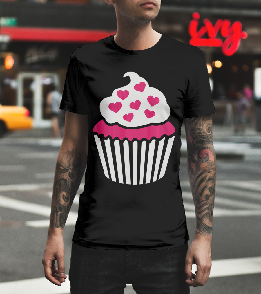 Cupcake With Pink Hearts T-Shirt