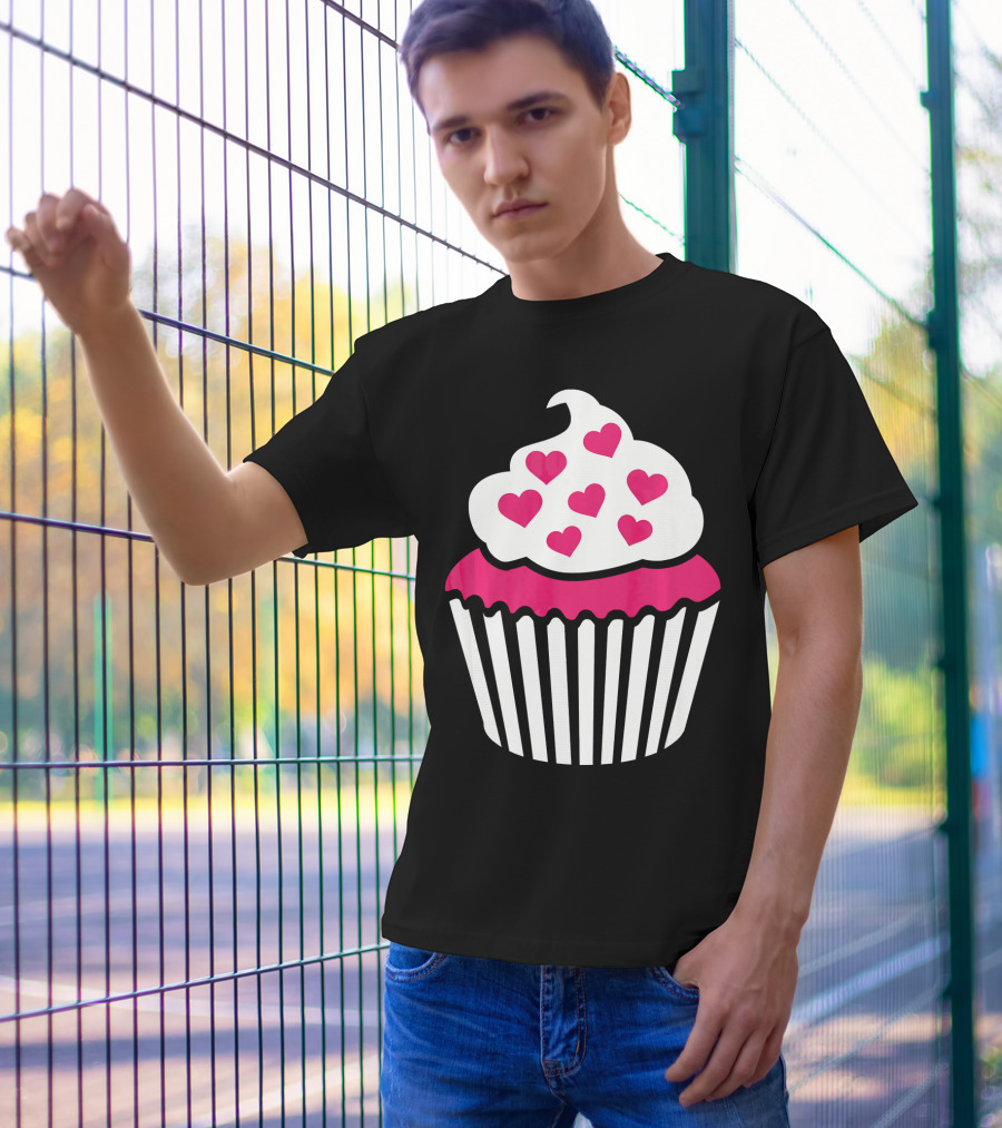 Cupcake With Pink Hearts T-Shirt