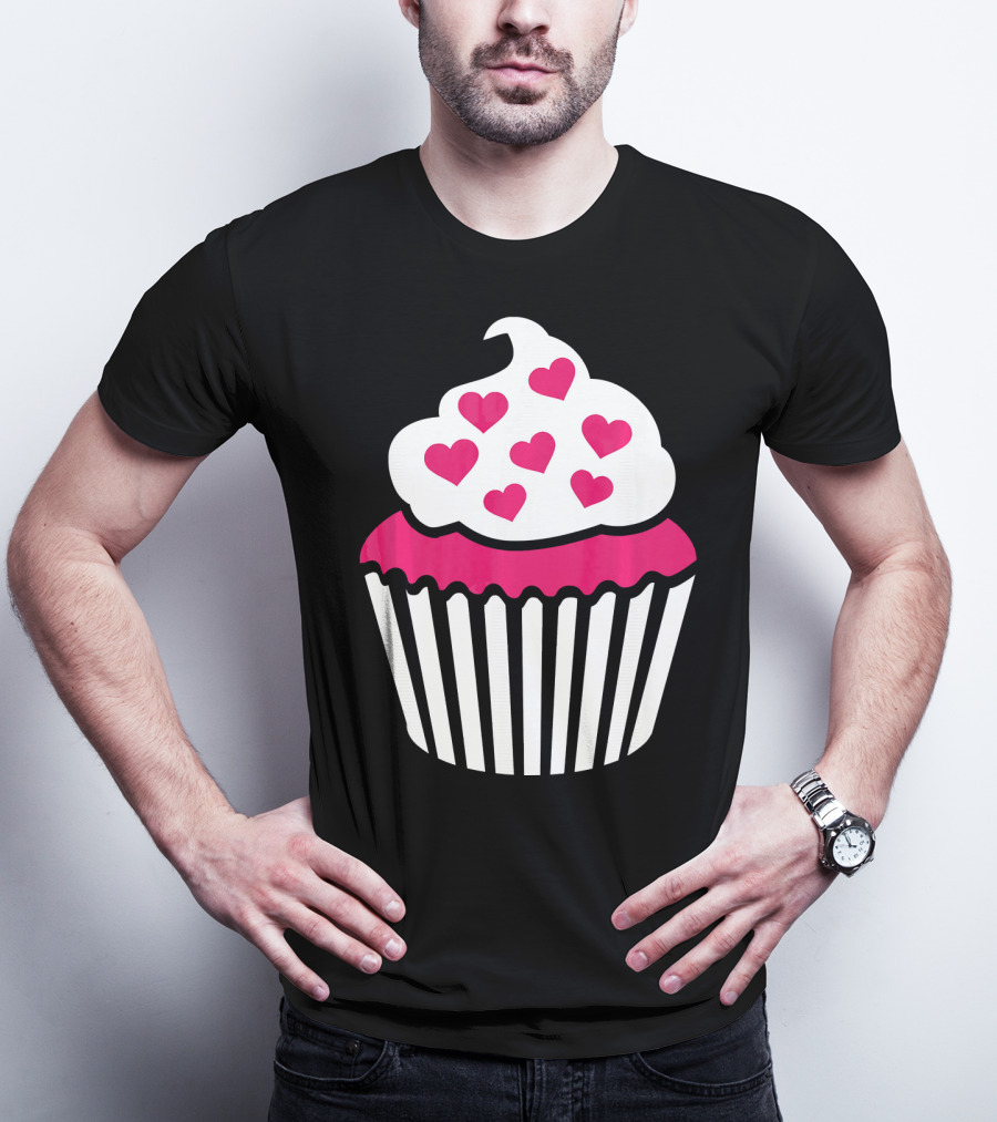 Cupcake With Pink Hearts T-Shirt