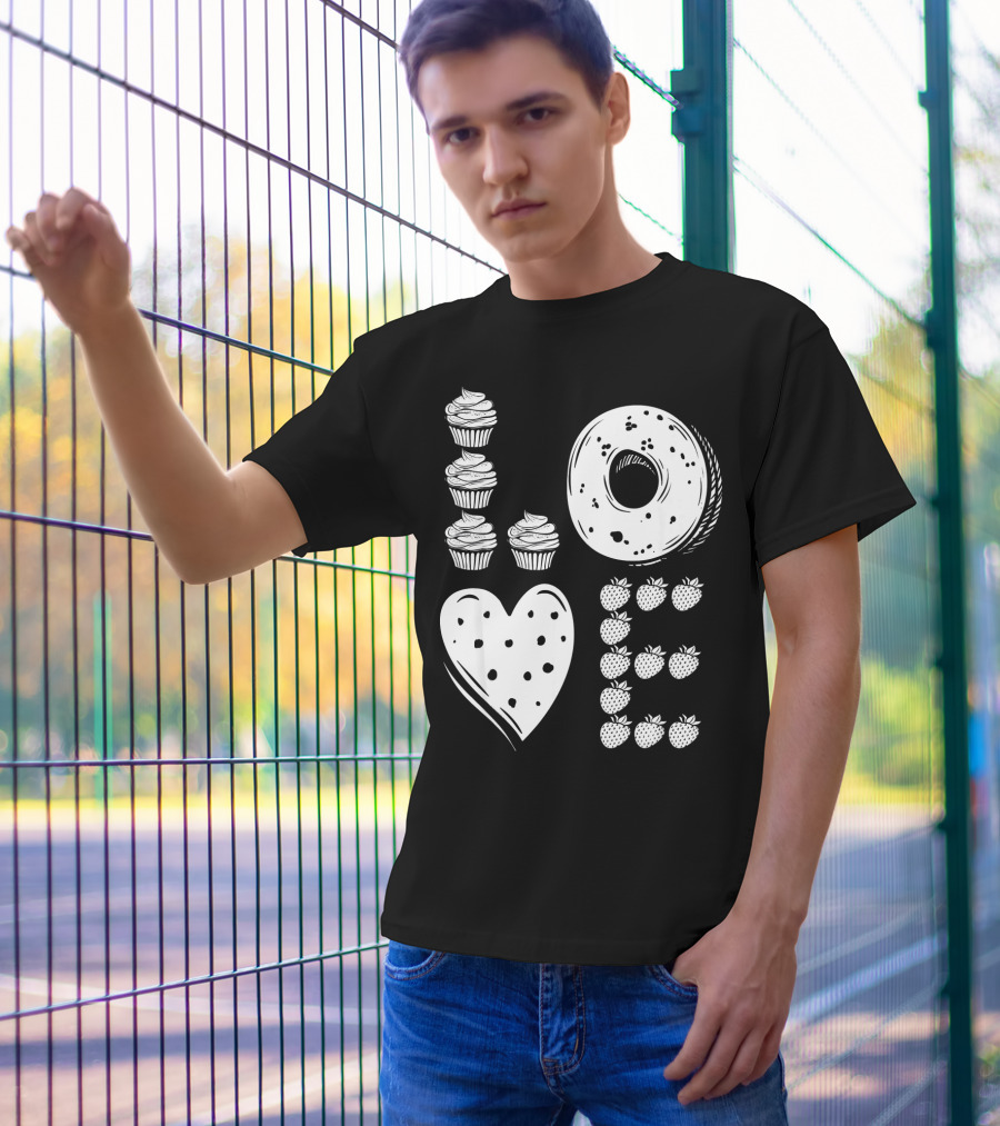 Love Cupcake Doughnut Strawberry Food Lover T-Shirt