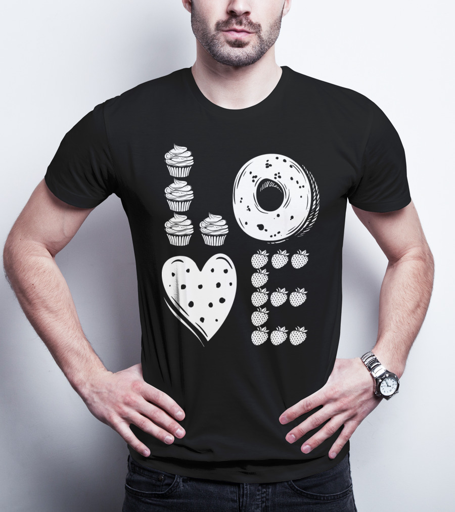 Love Cupcake Doughnut Strawberry Food Lover T-Shirt