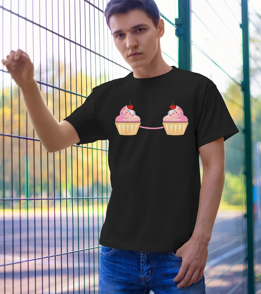 Cupcake Bra Costume Cute Food With Pink Frosting And Cherry On Top T-Shirt