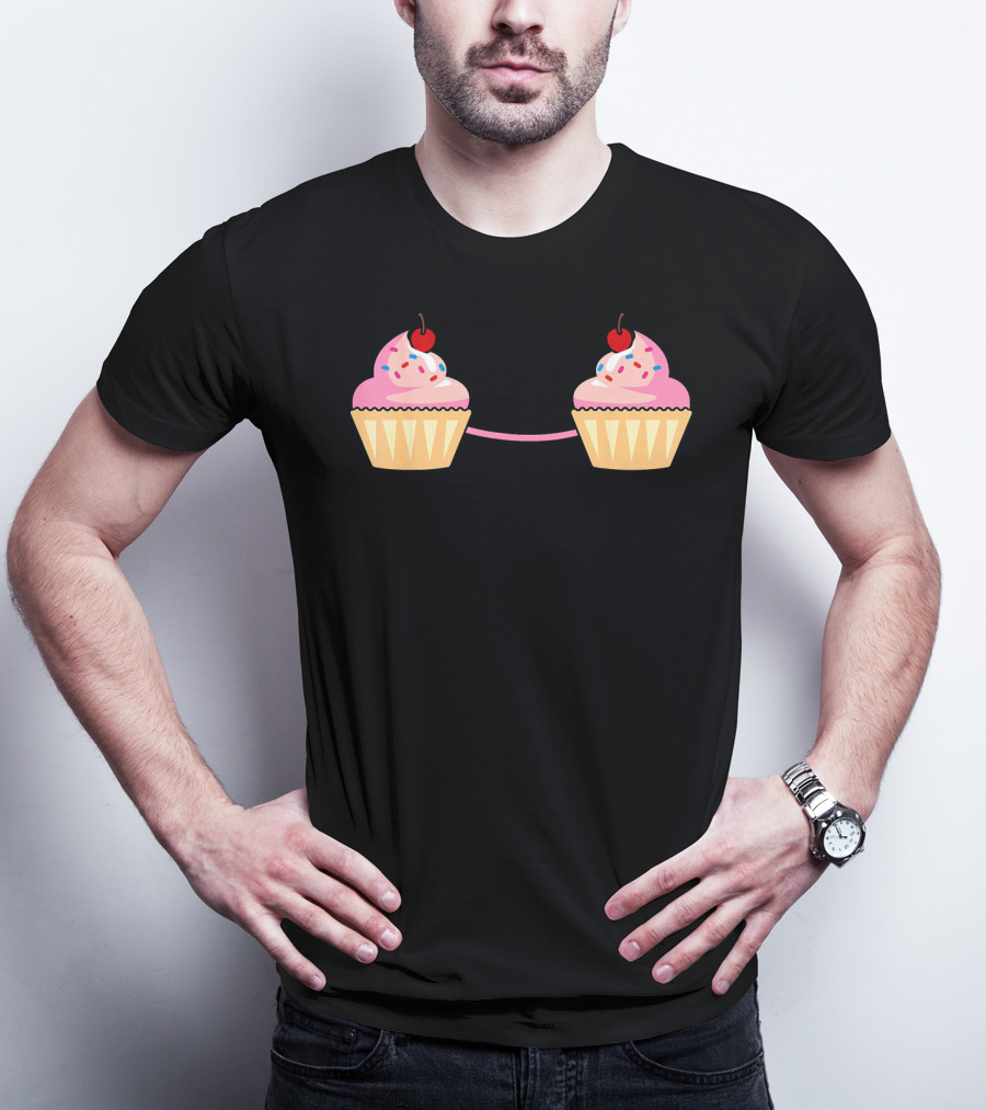 Cupcake Bra Costume Cute Food With Pink Frosting And Cherry On Top T-Shirt