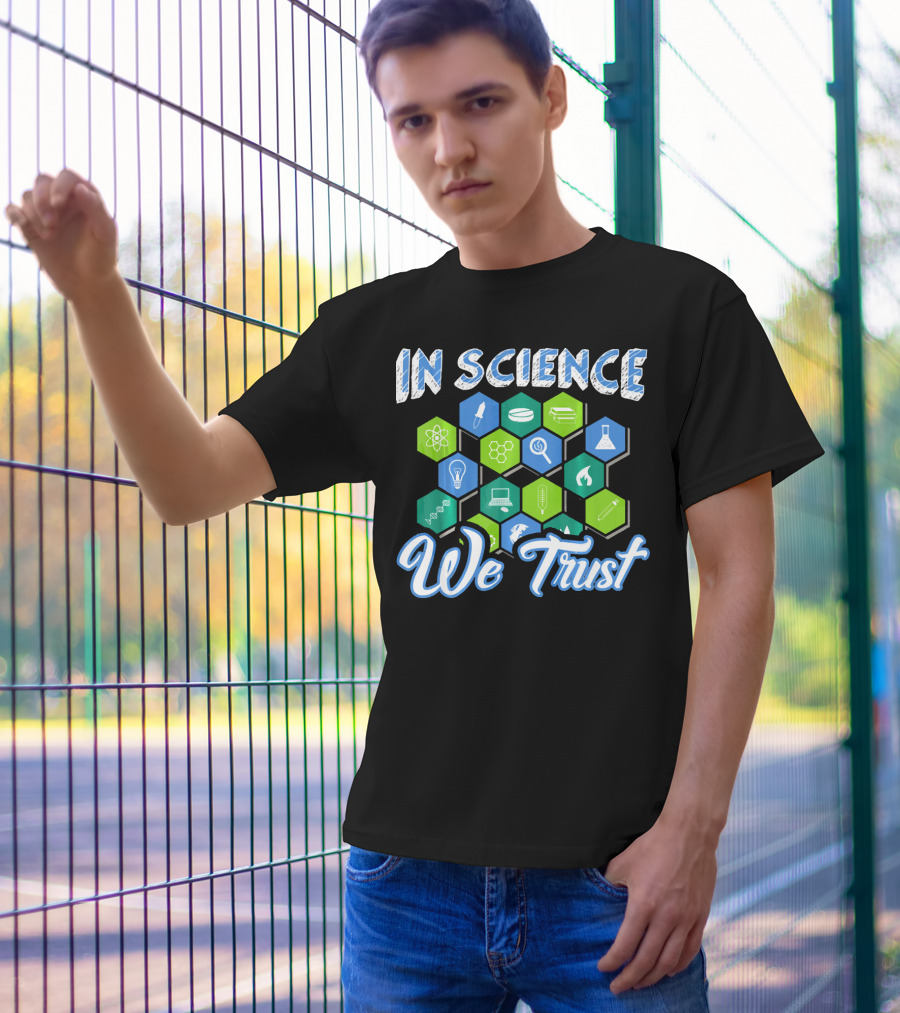 In Science We Trust Funny Atheist Novelty Chemistry Physics Symbols T-Shirt