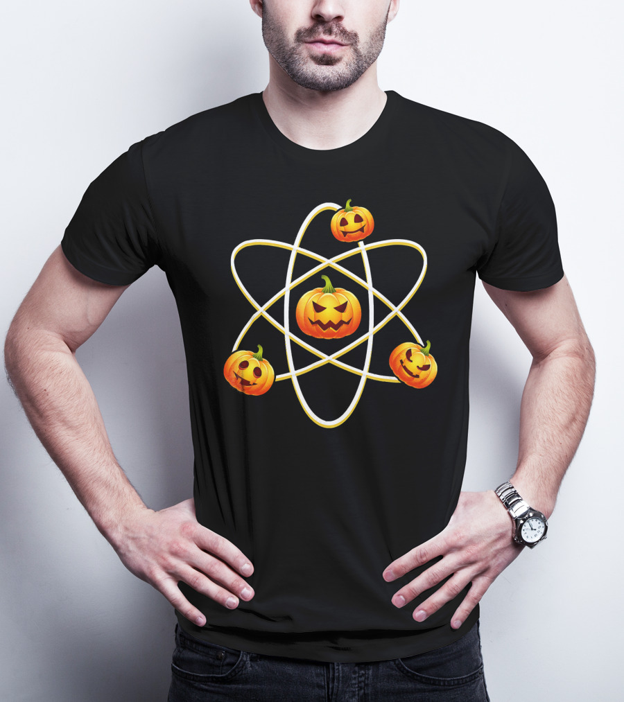 Halloween Pumpkin Atom Symbol With Jack-O'-Lanterns T-Shirt