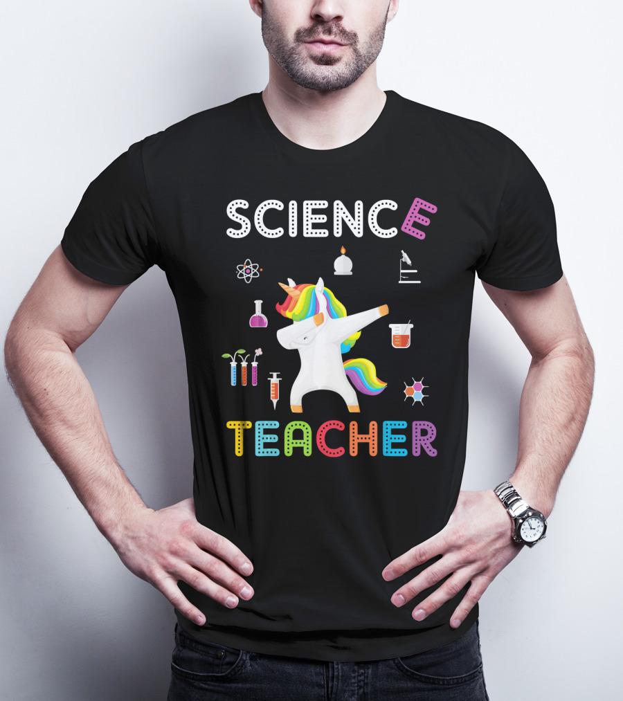 Science Teacher Dabbing Unicorn Chemistry Physics Elements T-Shirt