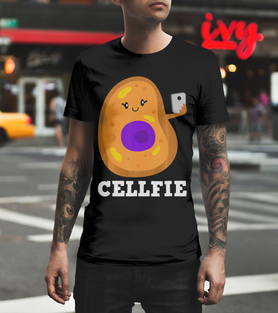 Cute Cell Character Taking Selfie For Science Teacher Enthusiasts T-Shirt