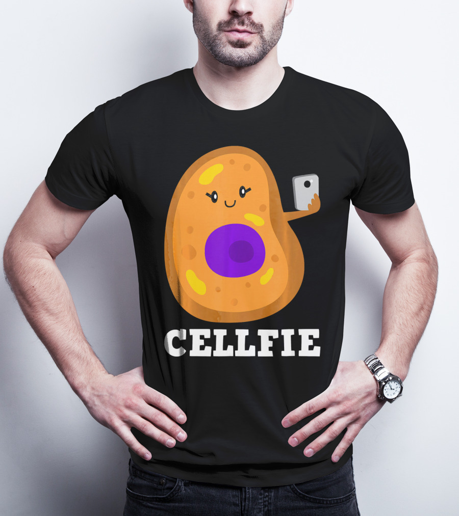 Cute Cell Character Taking Selfie For Science Teacher Enthusiasts T-Shirt