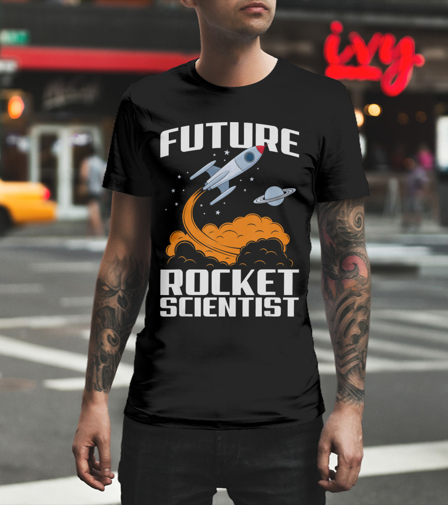 Future Rocket Scientist Spaceship Blast Off With Planet Saturn T-Shirt
