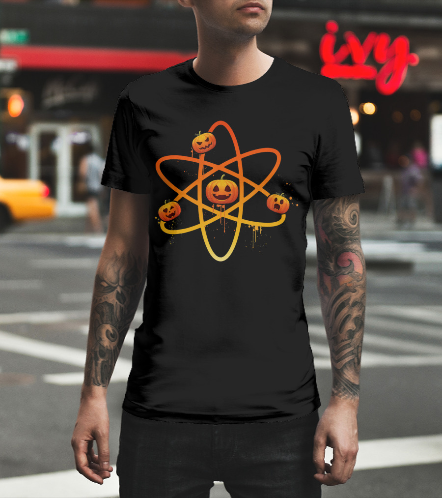 Halloween Night Funny Pumpkin Atom Smiles T-Shirt