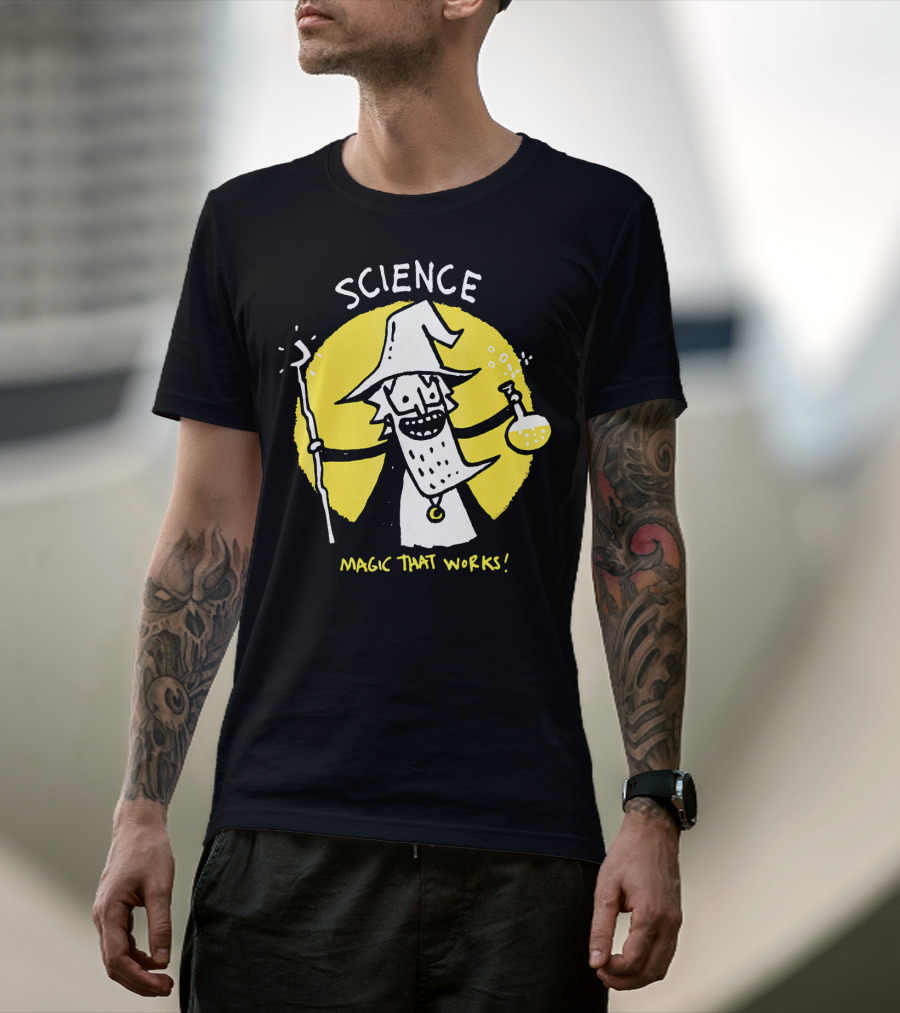 Science Magic That Works Wizard With Beaker And Staff T-Shirt