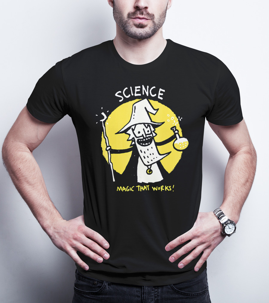 Science Magic That Works Wizard With Beaker And Staff T-Shirt